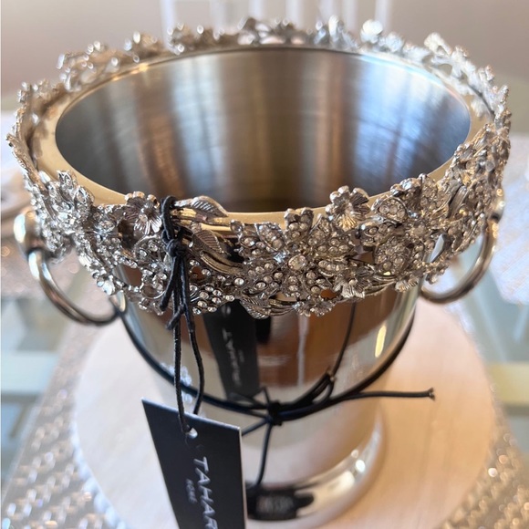 Tahari | Dining | Tahari Home Silver Floral Rhinestone Bling Wedding ...